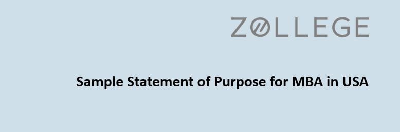 Sample Statement of Purpose for MBA in USA