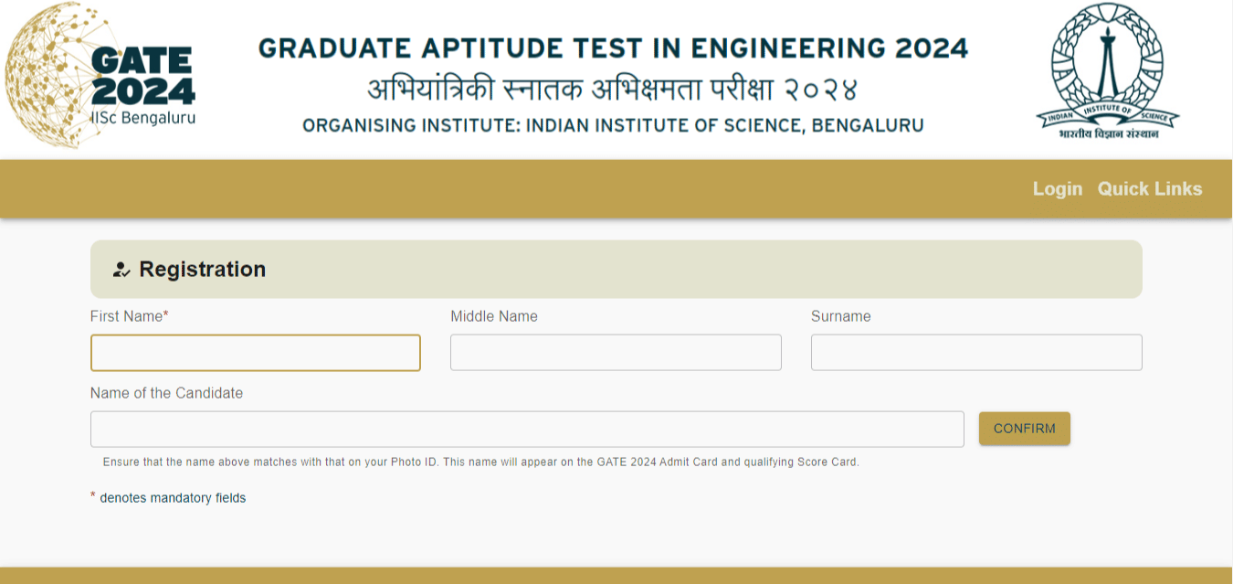 GATE 2024 Registration: Form Correction (Closed), Fees, Application Status