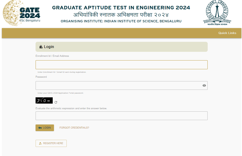 GATE 2024 Registration: Form Correction (Closed), Fees, Application Status