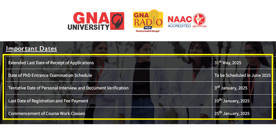 GNA University Admission Open For PhD Program 2025; Apply Till May 31