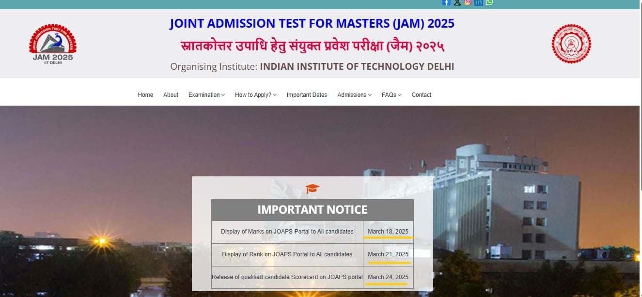 IIT JAM 2025 Marks, Ranks & Scorecard Official Notice