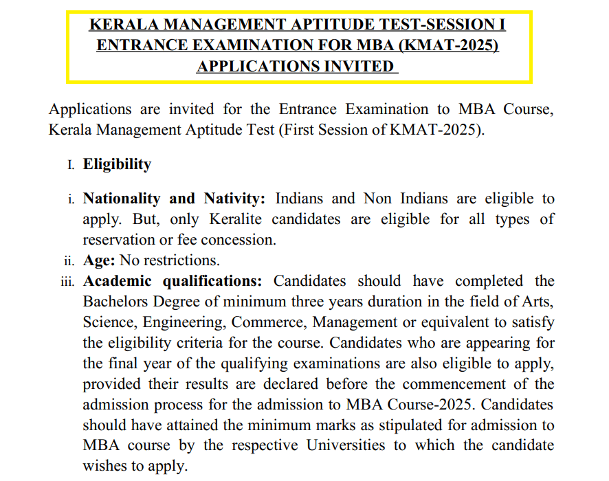KMAT Kerala 2025: Application Form Released, Exam on February 23