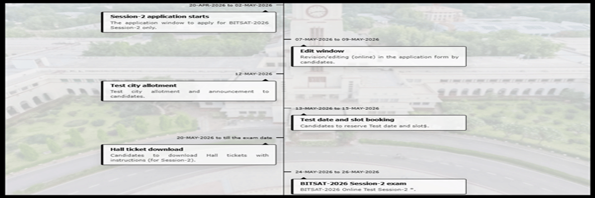 BITSAT 2026 Session 2 Dates: Registration, Correction Window, Slot ...