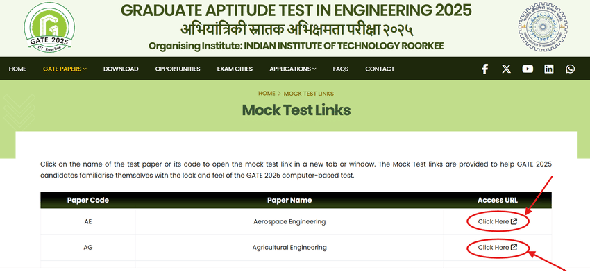 GATE 2025: Mock Test Links Available For All Papers, Check Important ...