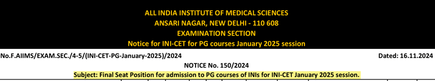 INI CET 2025: Results And Final Seat Position Released for January ...