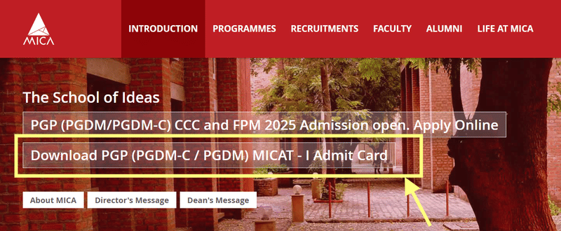MICAT 2025: Phase 1 Admit Card Out, Download Now @mica.ac.in
