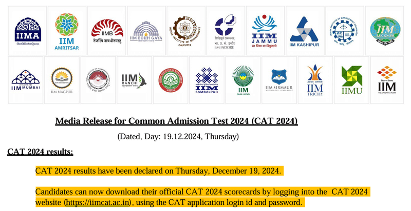 CAT 2024 Result Out @iimcat.ac.in: Check Direct Link, How To Download ...