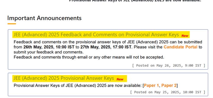 JEE Advanced 2025: Answer Key Released at jeeadv.ac.in, Challenge Window Open Until May 27