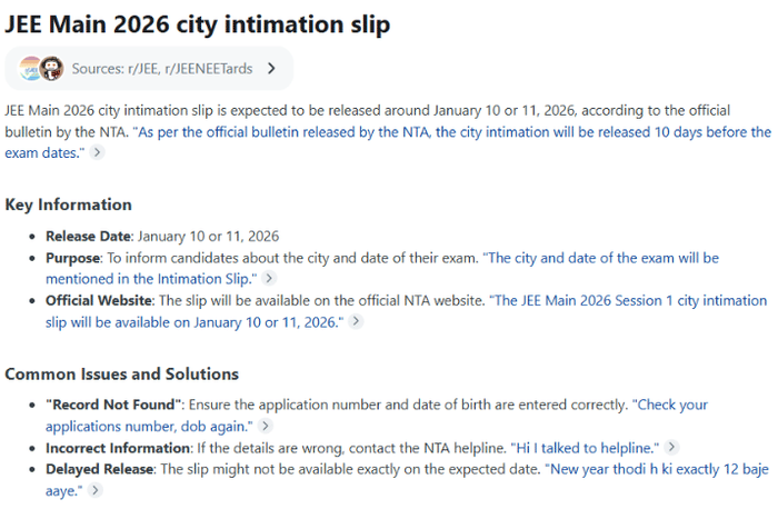 JEE MAIN 2026 City Intimation Slip Release Date, Steps to Download