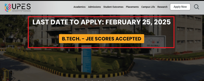 UPES Dehradun BTech Admission Open; Apply till February 25