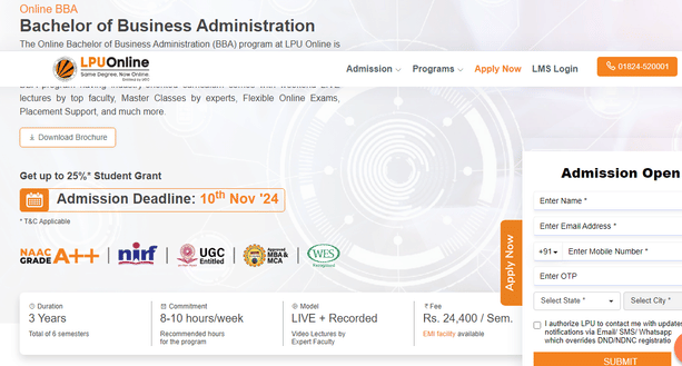 LPU Introduces Online BBA, M.Sc. Economics Check Eligibility & Details