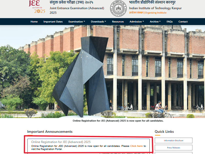 JEE Advanced 2025 Registration Begins: Apply by May 2 at jeeadv.ac.in