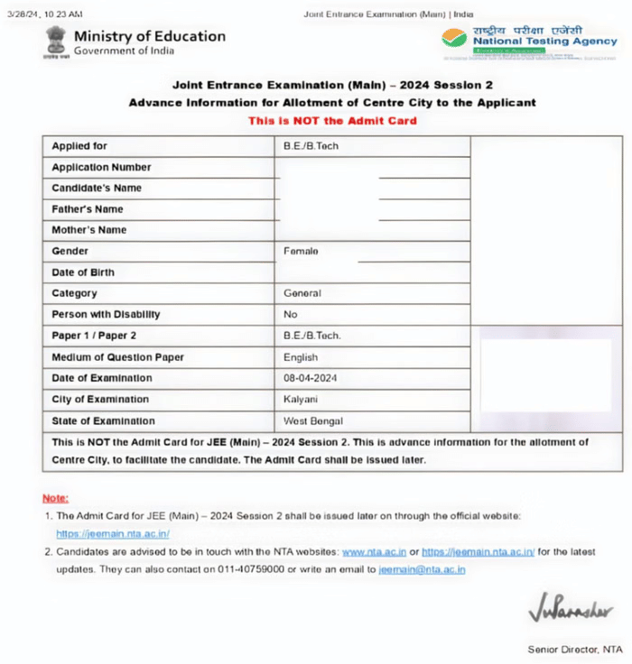 JEE Main City Intimation (out): Download @jeemain.nta.nic.in, How to ...