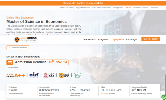 LPU Introduces Online BBA, M.Sc. Economics Check Eligibility & Details