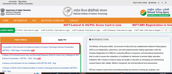 NIFT Entrance Exam 2025: Stage 1 Results Announced for UG and PG ...