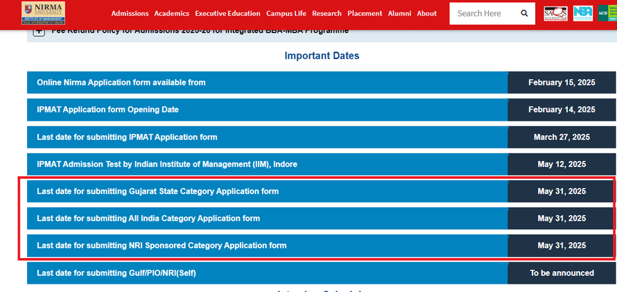 Nirma University Admission Open For Integrated MBA 2025; Apply Till May 31