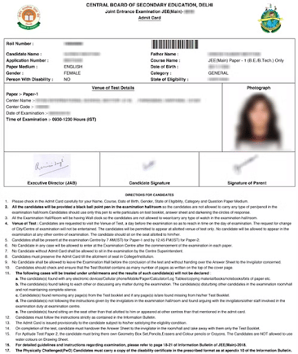 JEE Main Admit Card 2024 Session 1 (Out), Download Link @jeemain.nta.ac.in