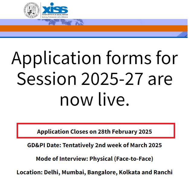 XISS Admission Open For PGDM Program 2025; Apply By February 28